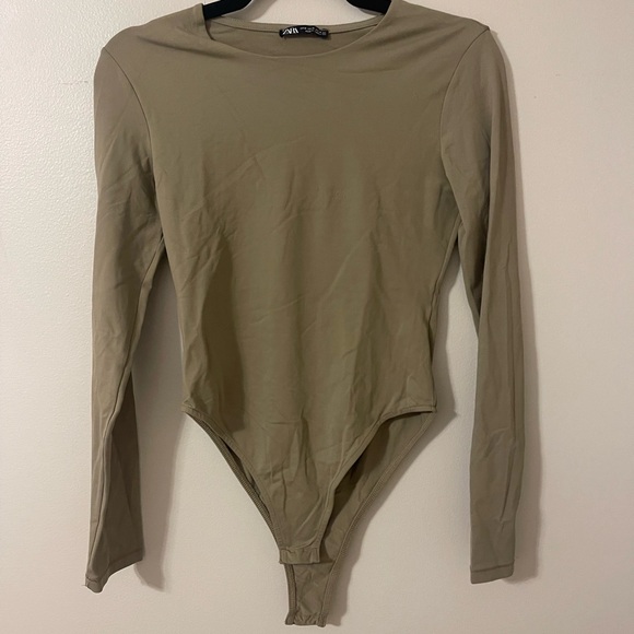 Zara | Tops | Zara Polyamide Bodysuit In Nude Tan Shade Basic Capsule ...